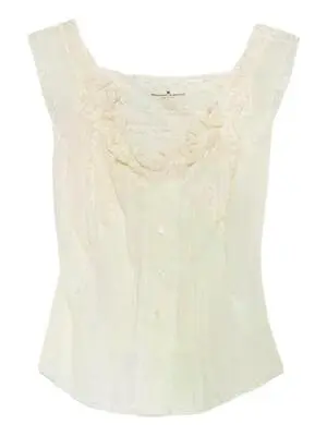 Ermanno Scervino Lace-embellished Sleeveless Shirt - Neutrals