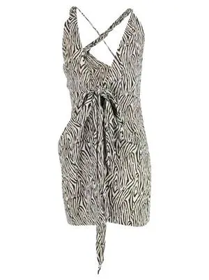 Nanushka Wrap Crinkled Mini Dress - Neutrals