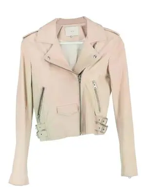 IRO PARIS Zipped Leather Biker Jacket - Neutrals