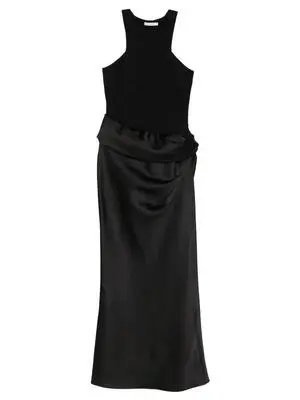 Patrizia Pepe Fluid Satin Maxi Dress - Black