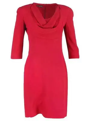 Alexander McQueen Cowl-neck Wool Dress - Red