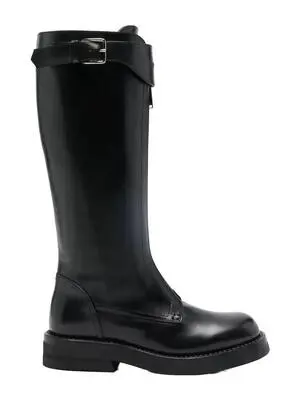 Alexander McQueen Countryside Buckle Leather Knee Boots - Black