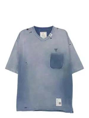 Mihara Yasuhiro Distressed Pocket V-neck T-shirt - Blue