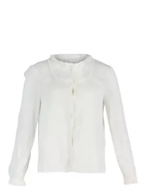 Maje Ruffled Buttoned Blouse - White