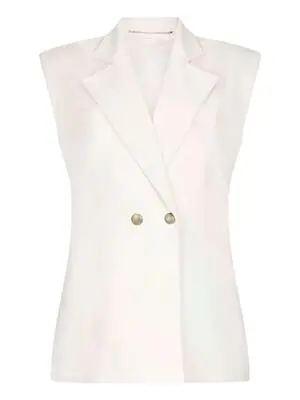 Liu Jo Padded-shoulder Double-breasted Waistcoat - Neutrals