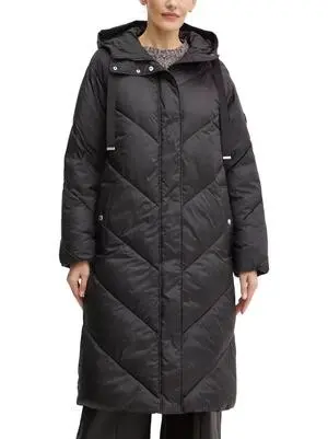 BOSS Hooded Quilted Coat - Black