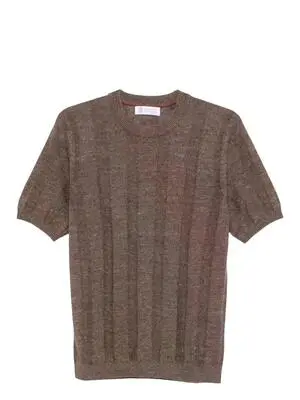 Brunello Cucinelli Ribbed Short-sleeve T-shirt - Brown