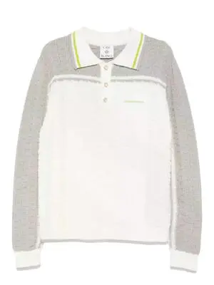 Casablanca Long-sleeve Boucle Polo Shirt - White