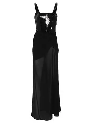 Patrizia Pepe Sequin-embellished Maxi Dress - Black