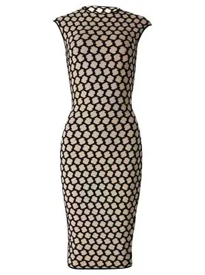 Alexander McQueen 2013 Intarsia-knit Honeycomb Midi Dress - Neutrals