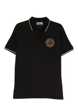 Versace Logo-appliqué Polo Shirt - Black
