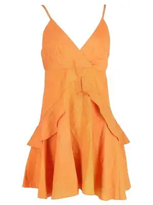 Sandro Sleeveless Ruffled Mini Dress - Orange