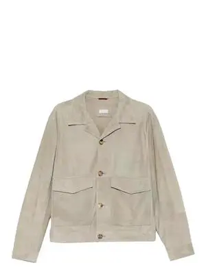 Brunello Cucinelli Pocket Leather Jacket - Neutrals