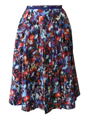 Saloni Abstract-pattern Midi Skirt - Blue