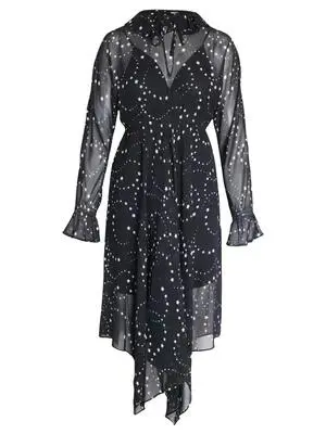 Maje Star-print Tie-neck Dress - Black