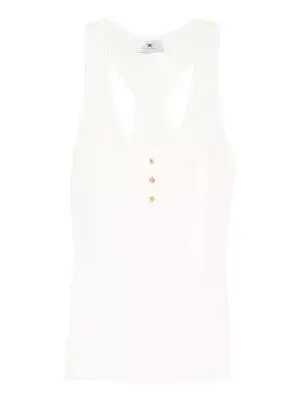 Elisabetta Franchi Button Rib Top - Neutrals