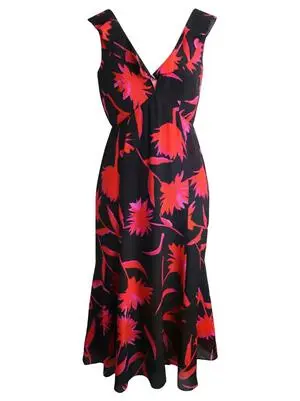 Saloni Holly Floral Sleeveless Dress - Black