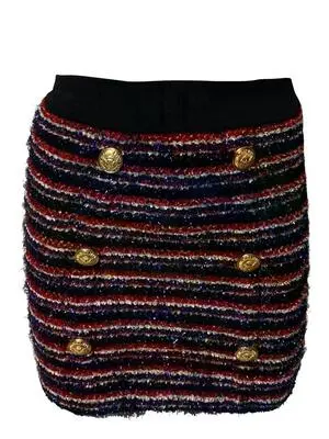 Balmain Pencil Tartan Skirt - Black