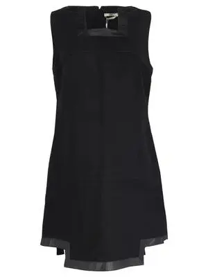 Fendi Leather-trim Sleeveless Midi Dress - Black