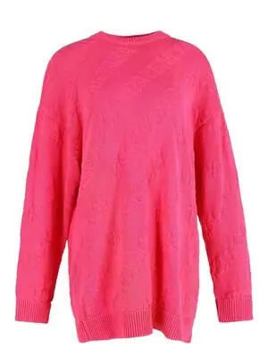 Balenciaga Logo-intarsia Crew-neck Sweater - Pink