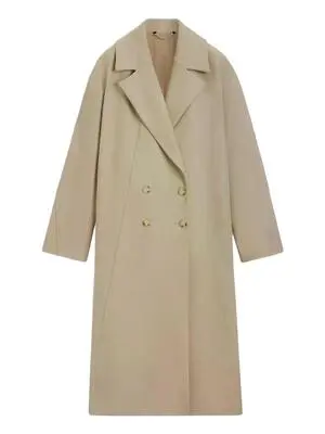 BOSS Double-breasted Notched Lapel Coat - Neutrals