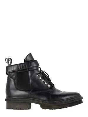 Balenciaga Lace-up Leather Combat Boots - Black