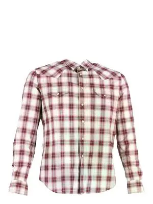 Saint Laurent Plaid Flannel Long-sleeve Shirt - Red