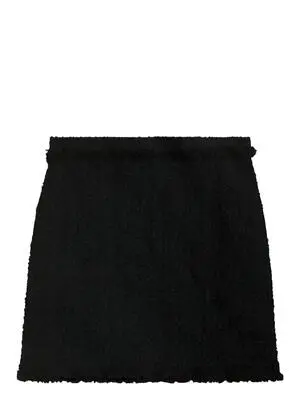 BOSS Fringed Tweed Skirt - Black