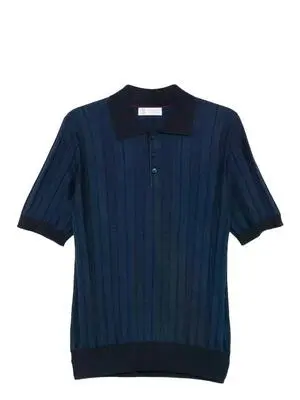 Brunello Cucinelli Patterned Short-sleeve Polo Shirt - Blue