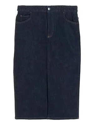 Chloé Braided-trim Denim Midi Skirt - Blue