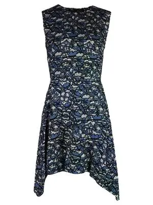 LOUIS VUITTON Lace Pattern Asymmetric Hem Dress - Blue