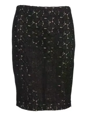 Diane Von Furstenberg Vintage Lace Midi Skirt - Black