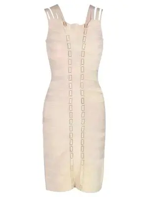 Herve Leger Gemma Chain-link Bandage Dress - Neutrals