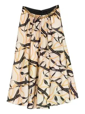 Elisabetta Franchi Chain-print Midi Skirt - Neutrals