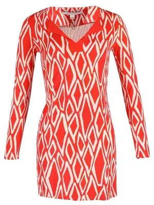 Diane Von Furstenberg Printed Mini Dress - Red