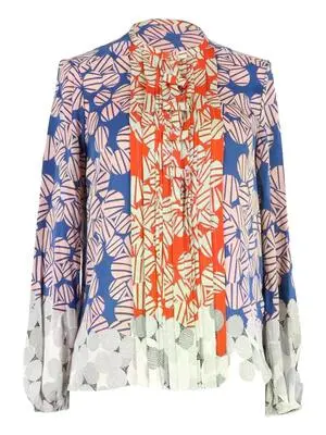 Diane Von Furstenberg Vintage Geometric-print Blouse - Blue