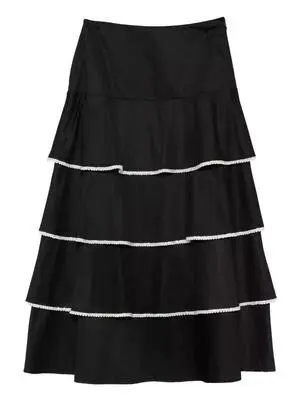 Sandro Embellished Tiered Midi Skirt - Black