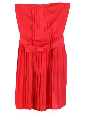 Sandro Pleated Strapless Mini Dress - Red