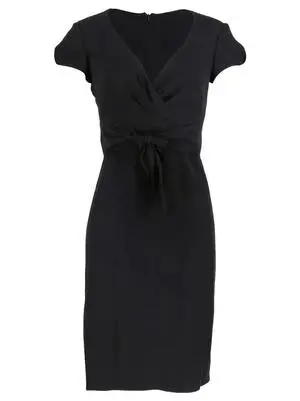 Emporio Armani Cross-over V-neck Midi Dress - Black