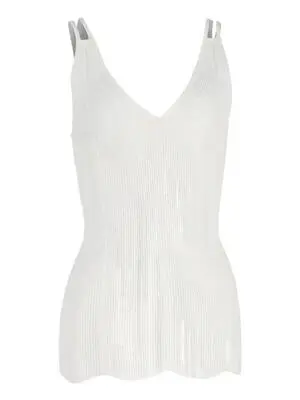 Sandro Knit Sleeveless Top - White