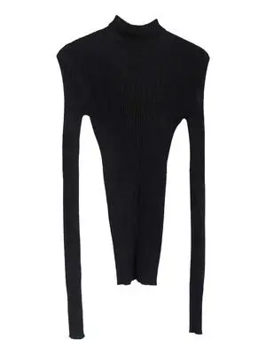 JIL SANDER Ribbed Turtleneck Top - Black