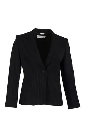 Max Mara Striped Peaked-lapel Blazer - Black