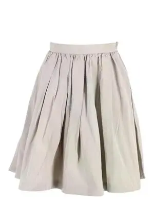 Miu Miu A-line Pleated Midi Skirt - Neutrals