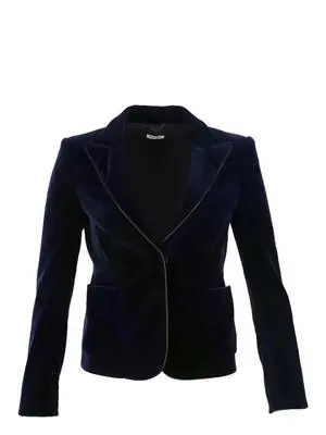 MIU MIU Velvet Leather-Trim Blazer