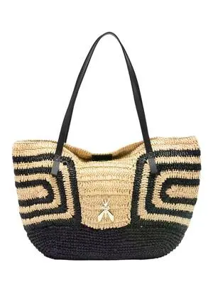 PATRIZIA PEPE Geometric-Pattern Raffia Beach Bag