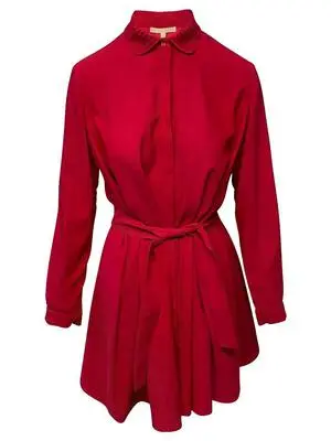 Maje Belted Long-sleeve Dress - Red