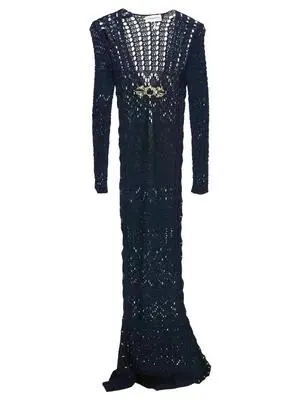 Emilio Pucci Crochet V-neck Maxi Dress - Blue