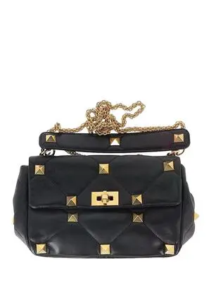 Valentino Garavani Roman Stud Leather Shoulder Bag - Black