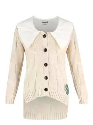 GANNI Collared Cardigan - Neutrals