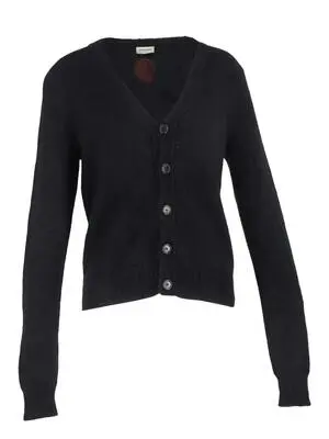 Saint Laurent Flamingo-motif Buttoned Cardigan - Black
